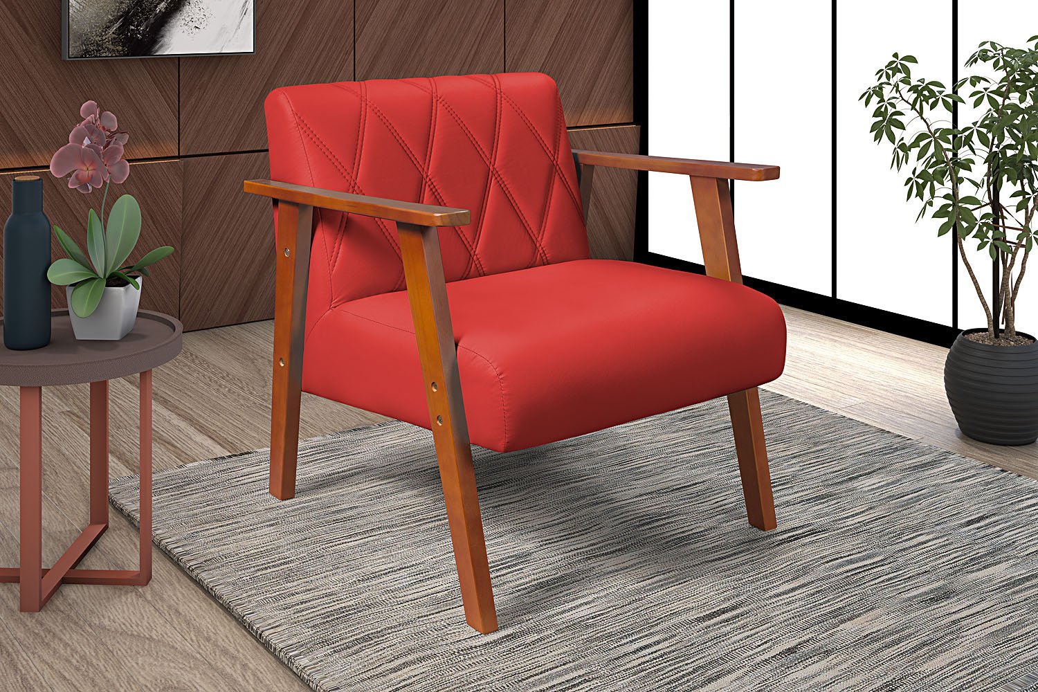 Poltrona Madri em Material Sintético Essencial Estofados | MadeiraMadeira