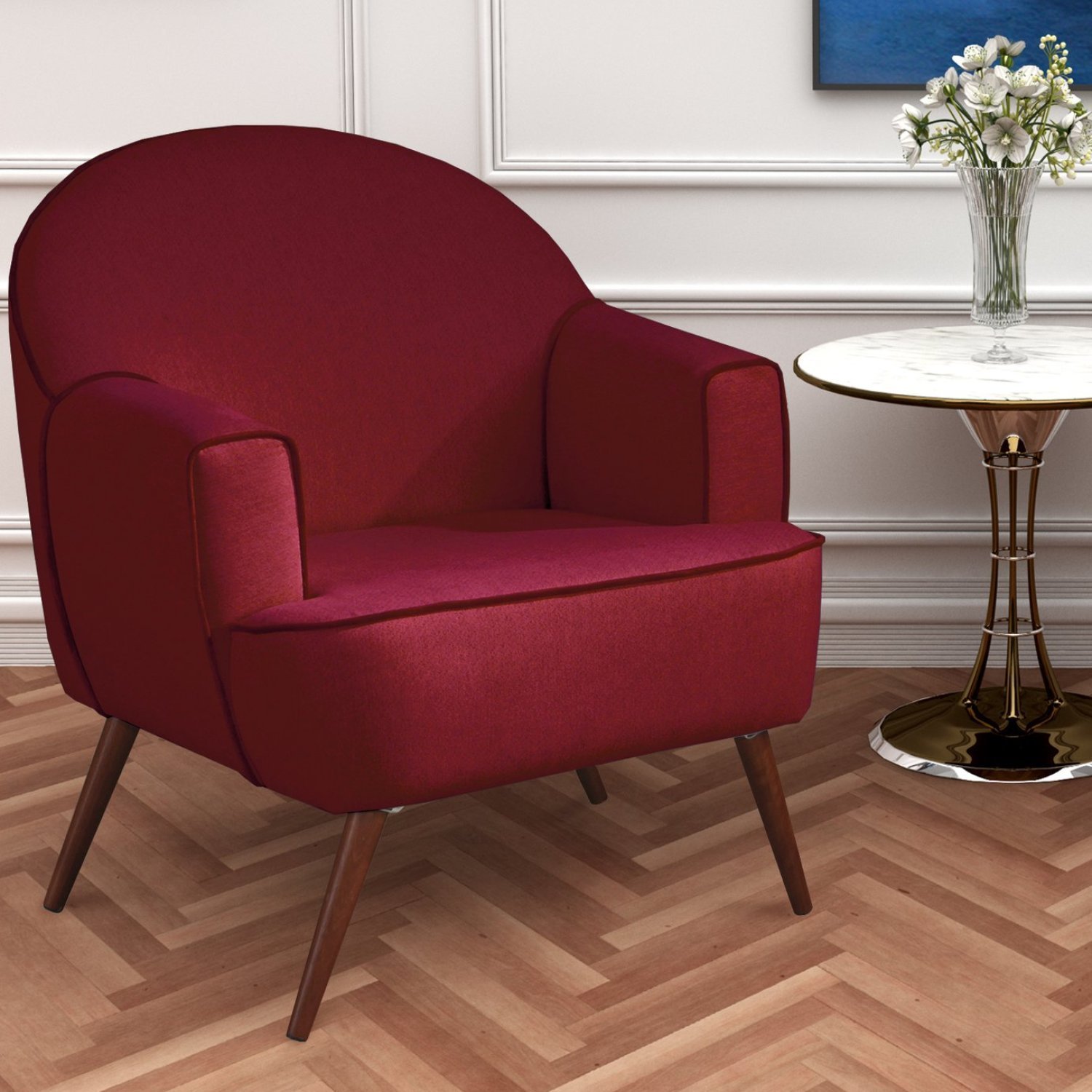 Poltrona Veludo Suede Pés Palito Adria Serra Decor | MadeiraMadeira