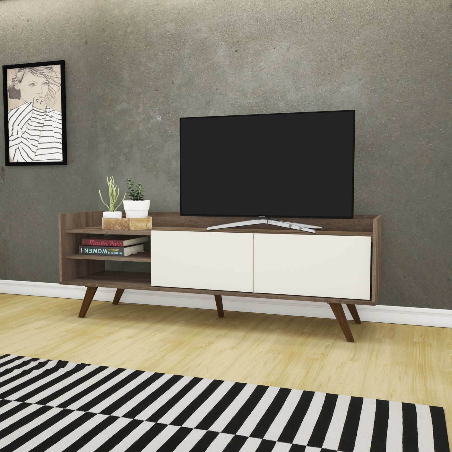 Rack para TVs até 50 Polegadas 2 Gavetas 2 Nichos Retrô RT 3110 ...