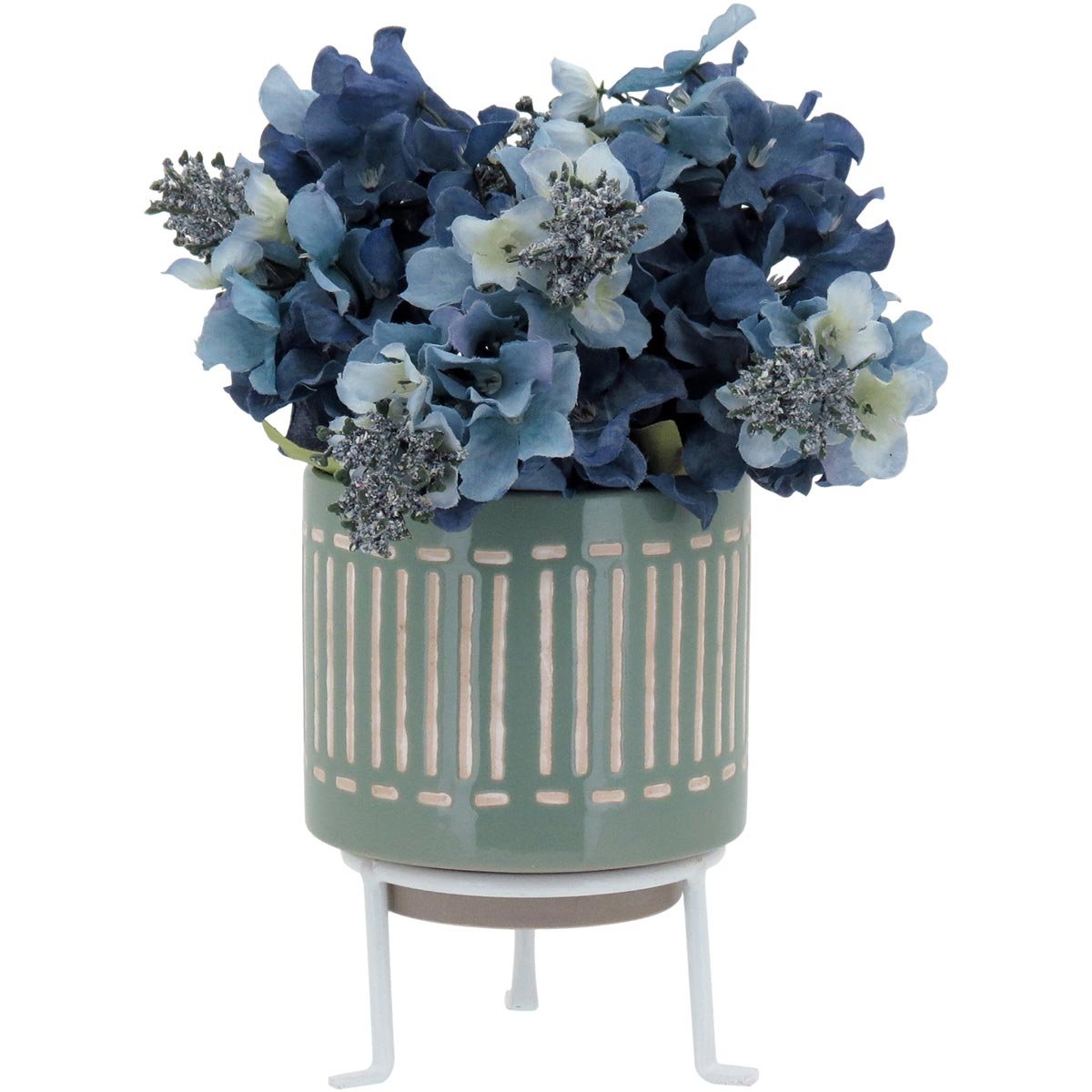 BERNAN CACHEPÔ 16x12x12cm CERÂMICA VERDE COM SUPORTE | MadeiraMadeira