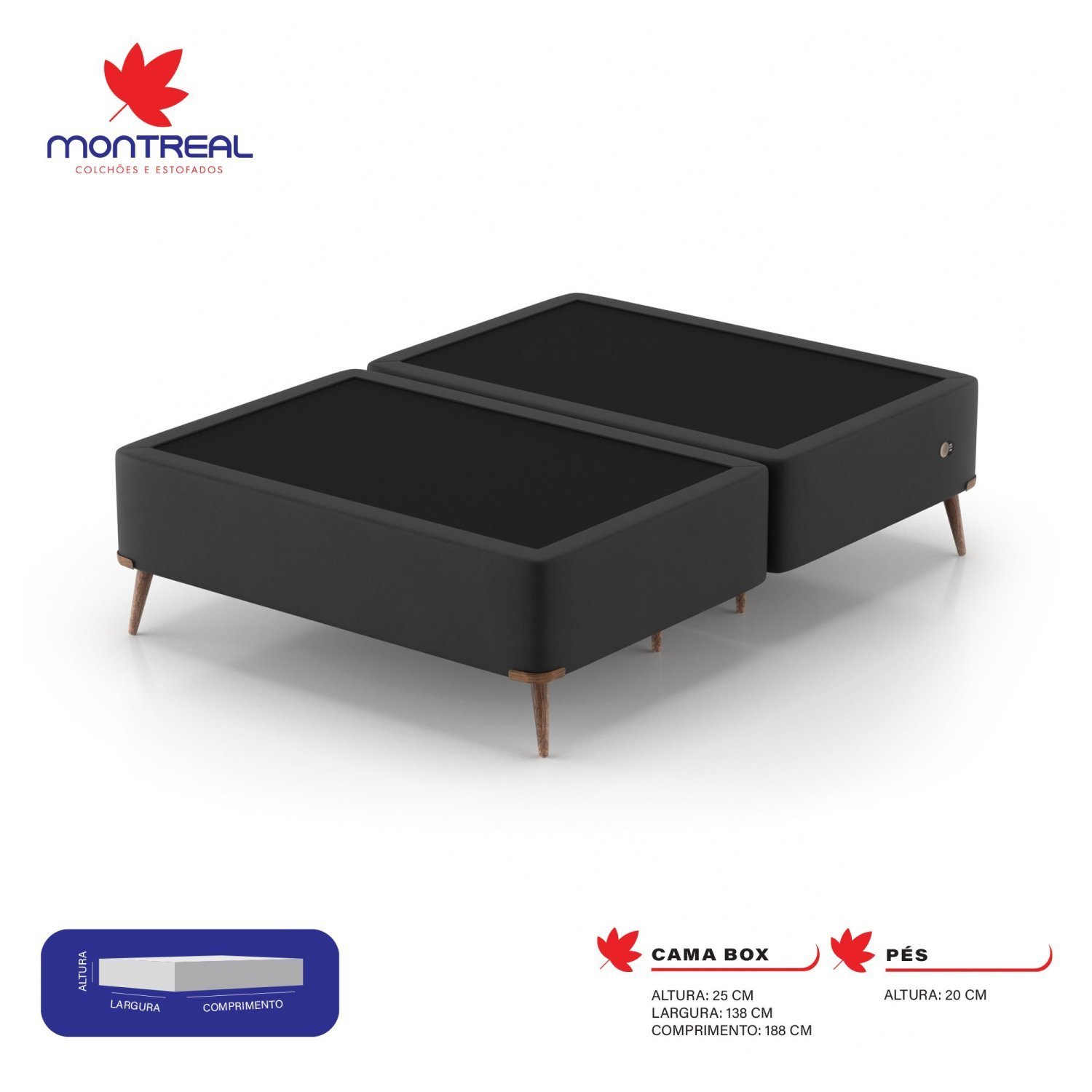 Base Box Casal 138x188x45cm com Porta USB Dupla | MadeiraMadeira