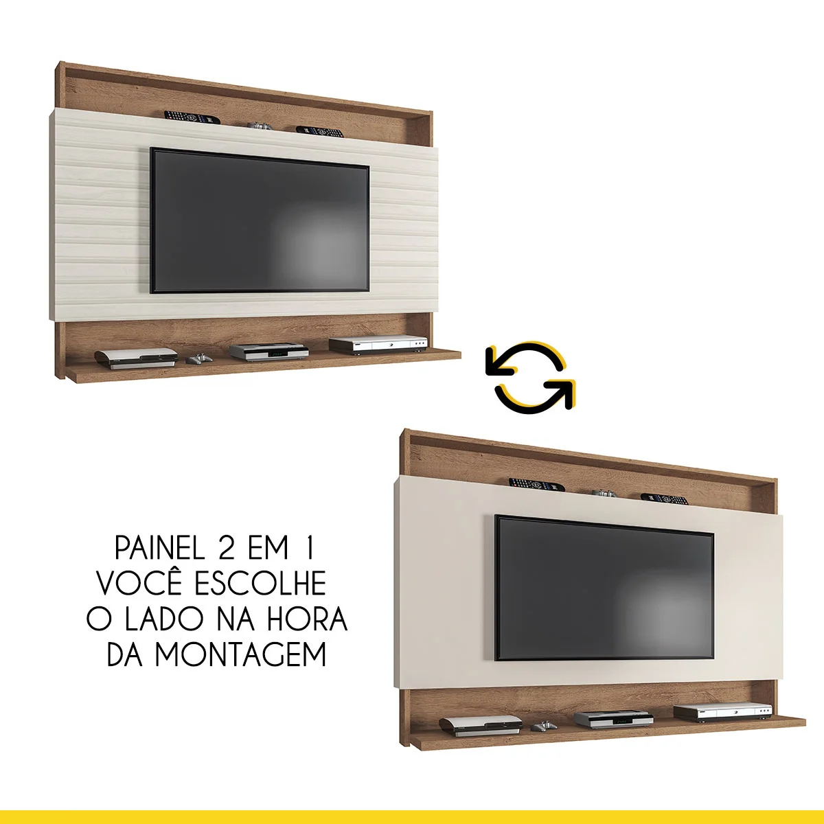Painel Home Ripado TV até 50 Pol 136 Cm MDP Off White | MadeiraMadeira
