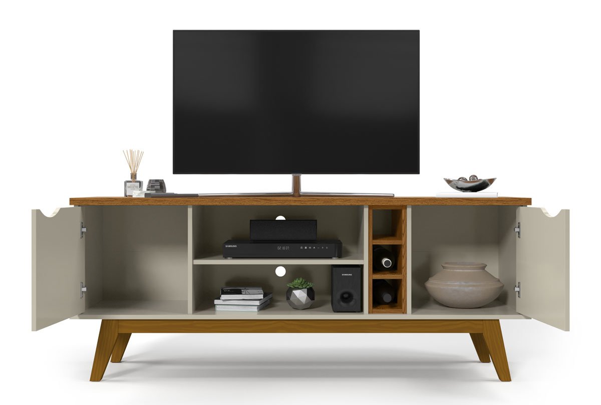 Rack para TV Prism 1.6 Off White com Cumarú - Patrimar Móveis ...