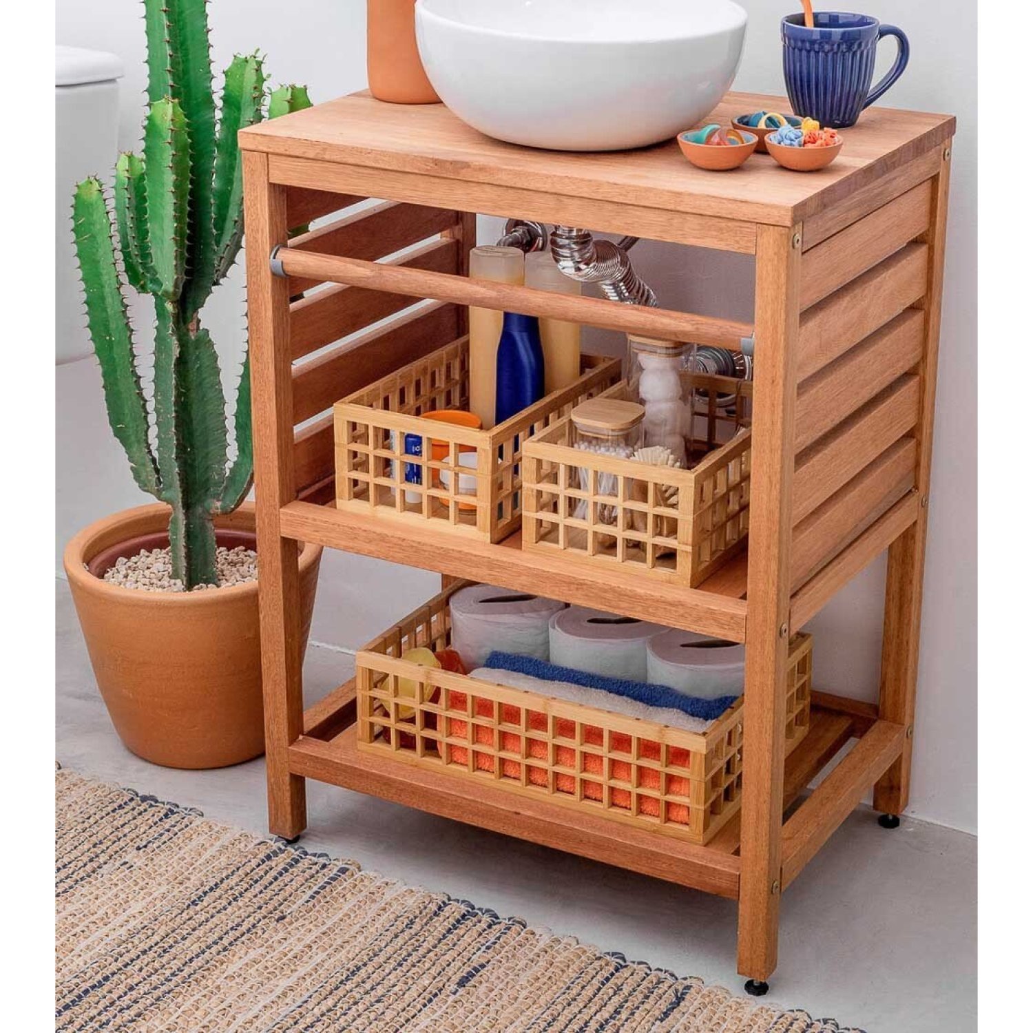 Cesto Organizador Vazado em Bambu Oikos | MadeiraMadeira