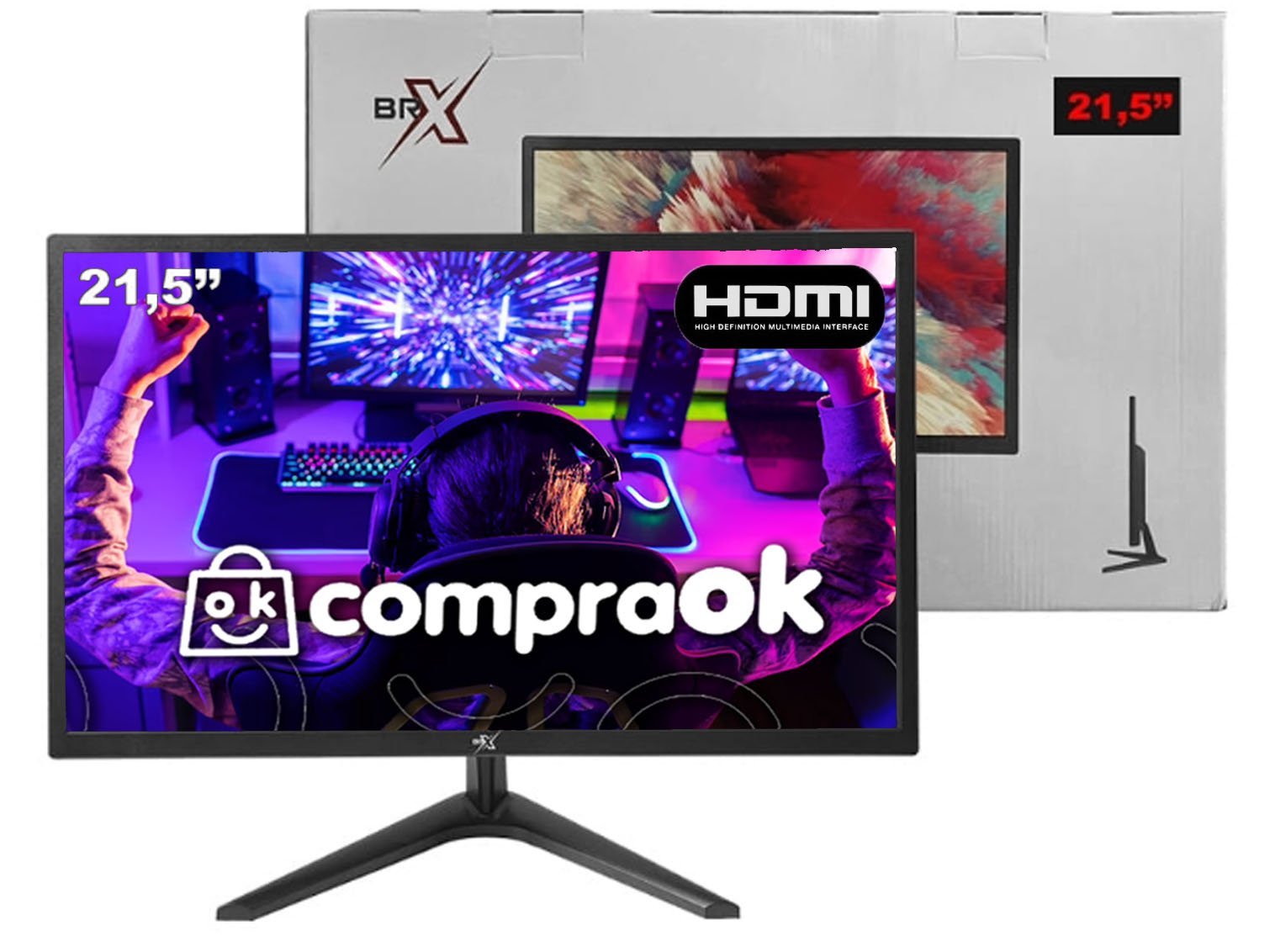 Monitor Led Home Oficce Brx 21,5'' Hdmi/vga Widescreen Preto | MadeiraMadeira