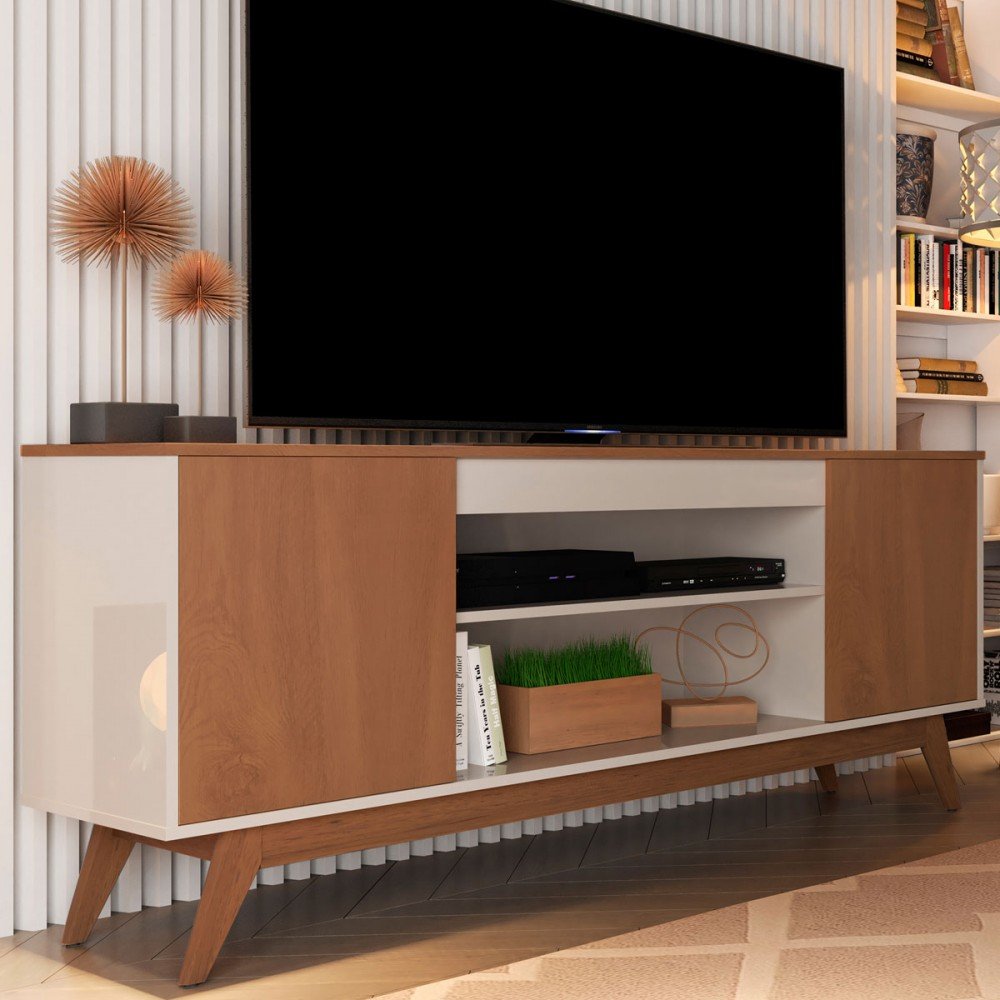 Rack para TV Até 60 Polegadas Malibu Wood 2 Portas Off White/Freijo ...