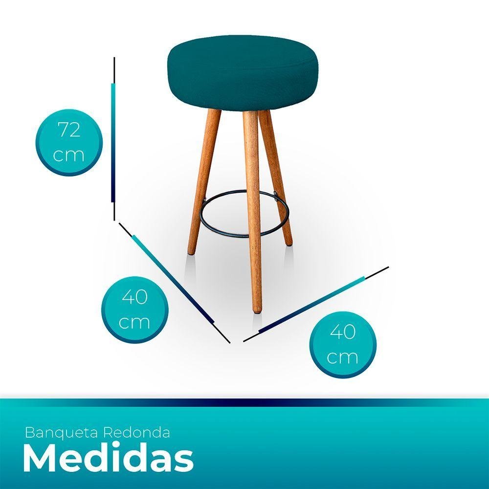 Banqueta Alta Redonda Cozinha E Sala Suede Azul | MadeiraMadeira