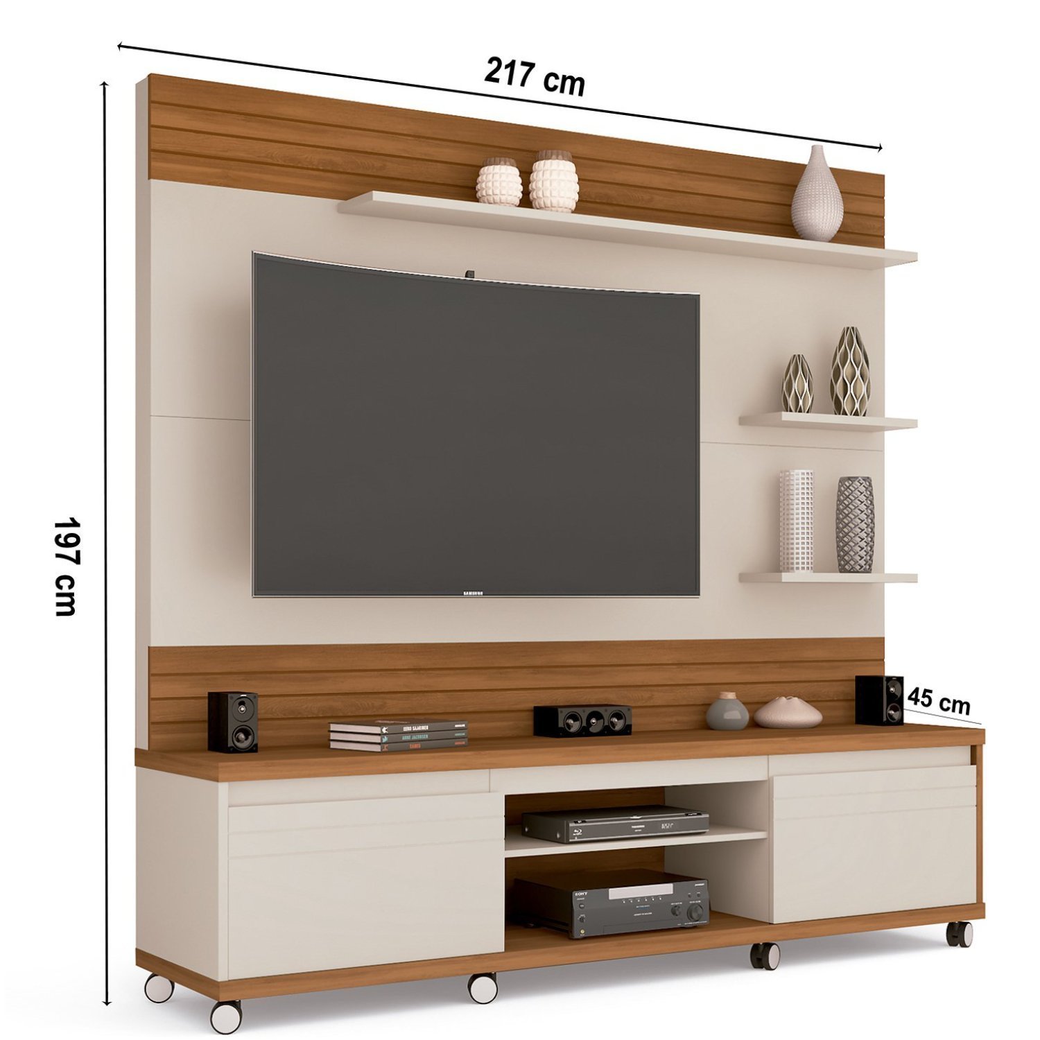 Home Theater Para TV até 70 Polegadas 2 Portas 2 Nichos Cedro Giga ...