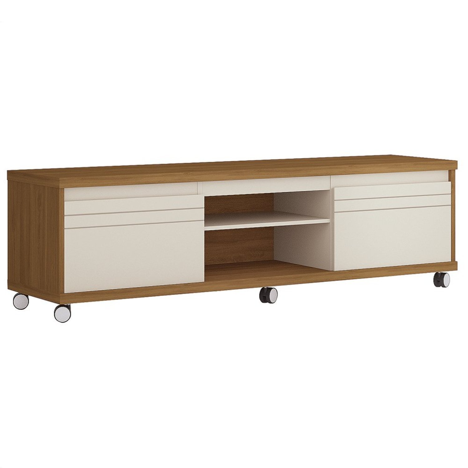 Rack para TVs até 72 Polegadas com Rodízios 2 Portas 2 Nichos Mirage Giga Móveis | MadeiraMadeira