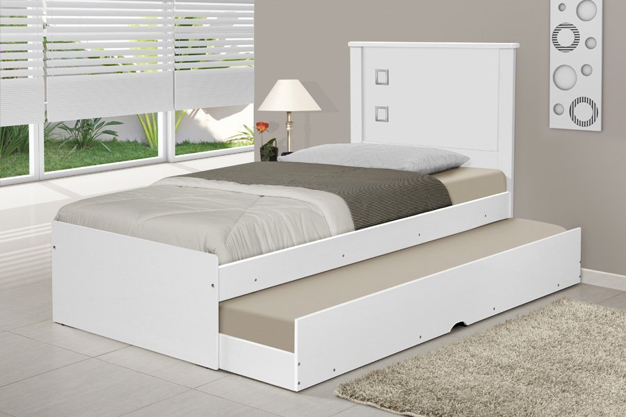 Cama de Solteiro Bibox Barcelona Branco - Tebarrot | MadeiraMadeira