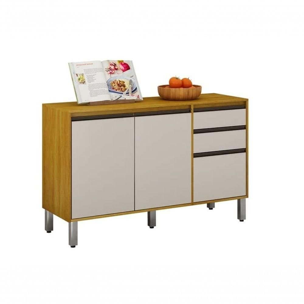 Balcão de Cozinha 3 Portas 2 Gavetas - Eduarda-cinamomo/off White - Chf Móveis | MadeiraMadeira