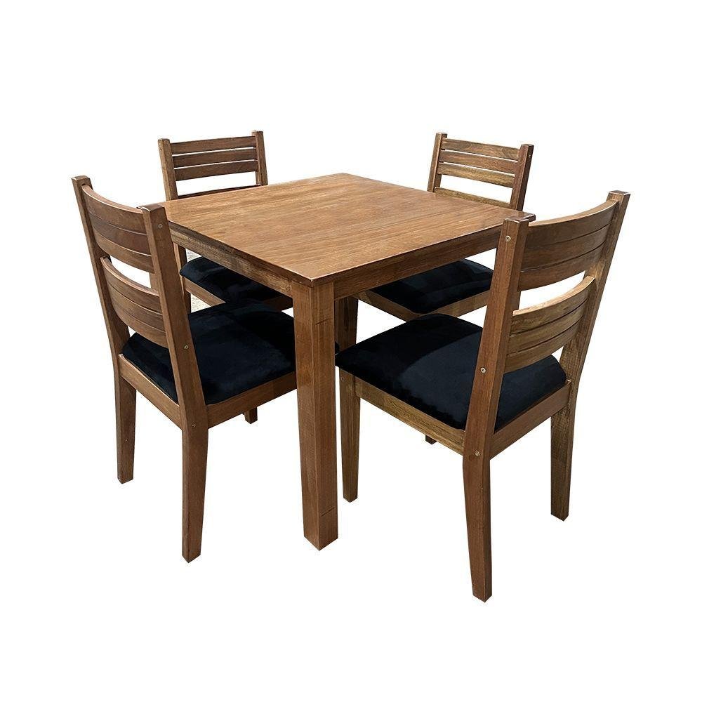 Conjunto de Mesa Madeira Maciça Roma Mineira com 4 Cadeiras Estofadas ...