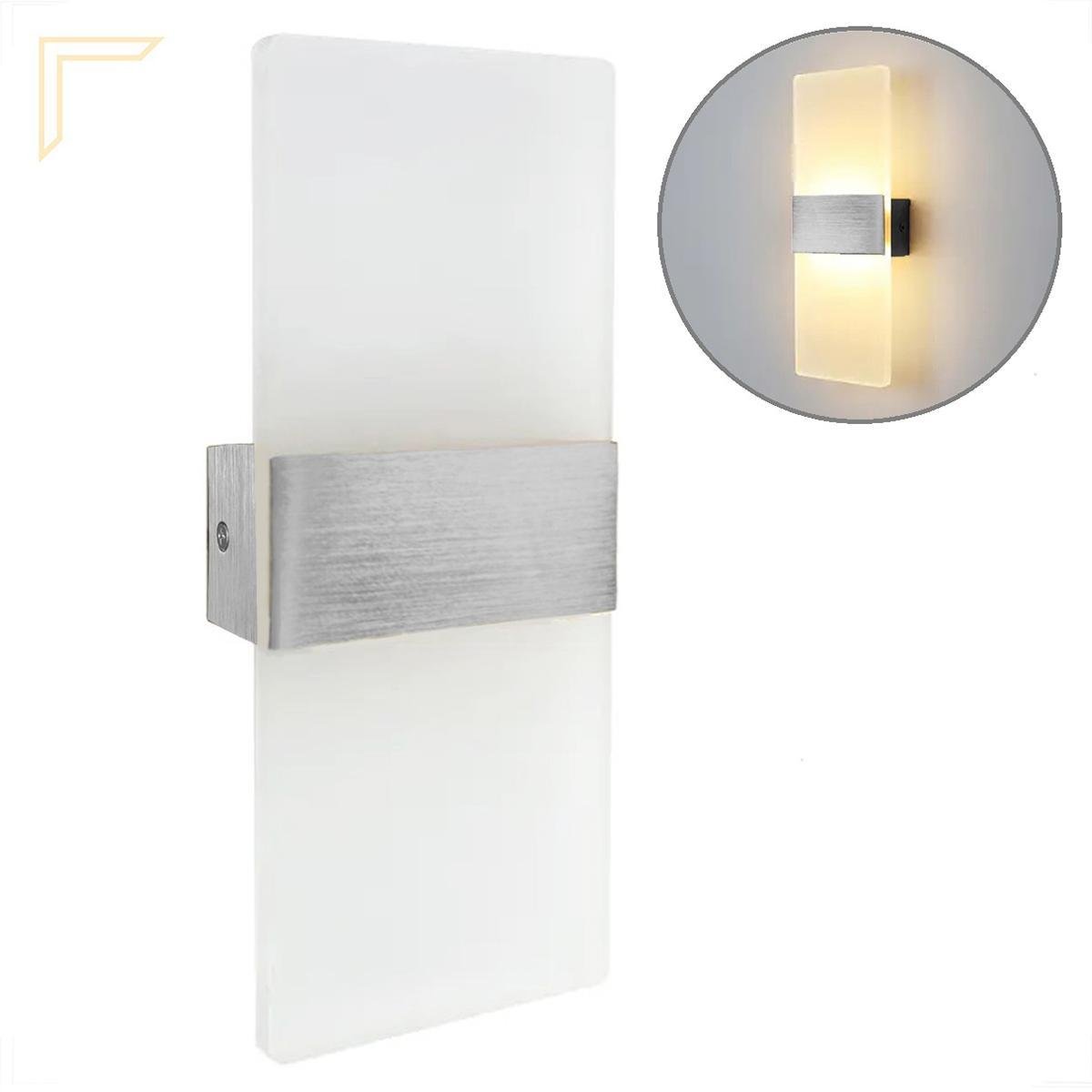 Arandela Interna Prata Escovado Acrilico Led Cabeceira Lup96 ...