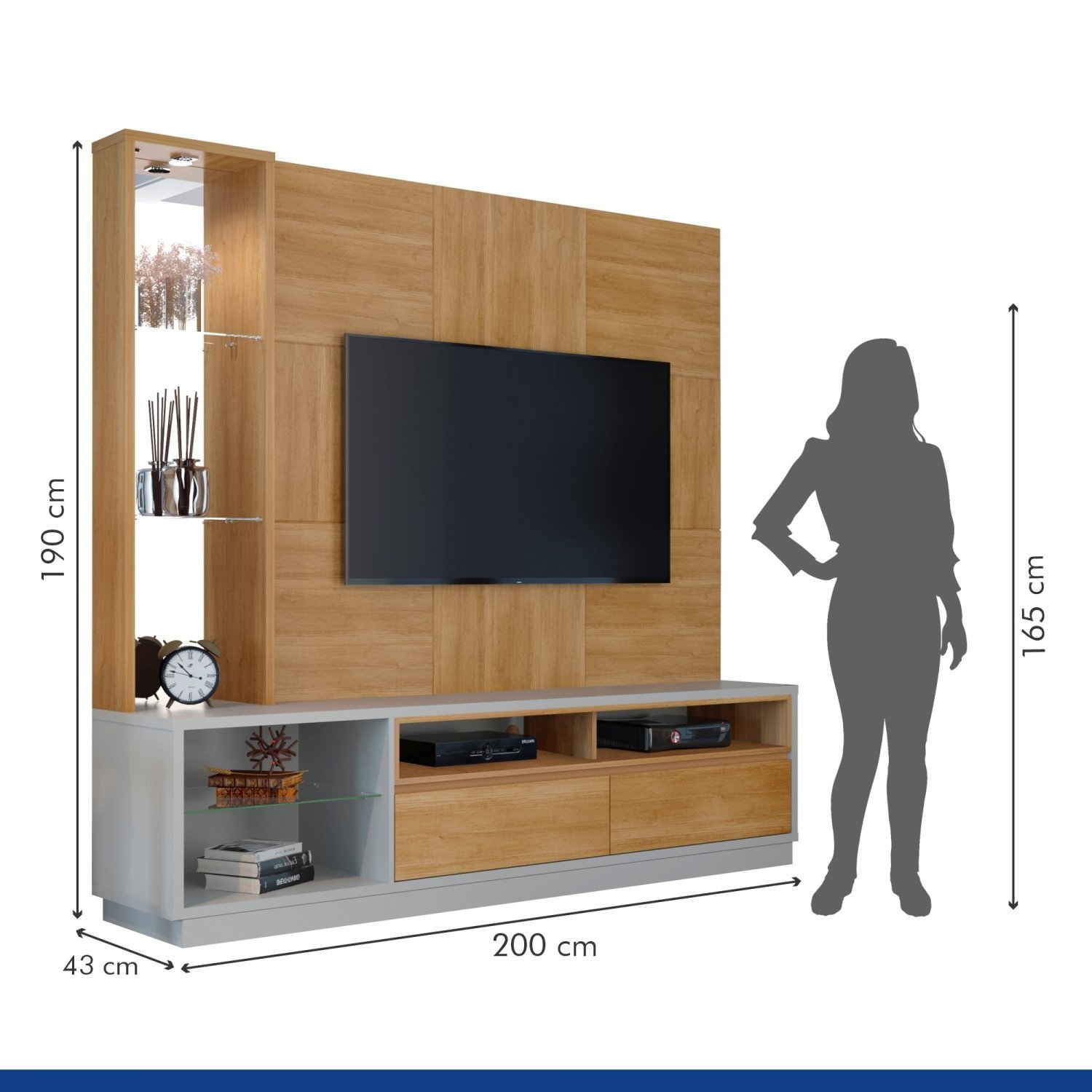 Estante Home para TV até 65 Polegadas 2 Gavetas 2 Nichos Nevada Valdemóveis | MadeiraMadeira