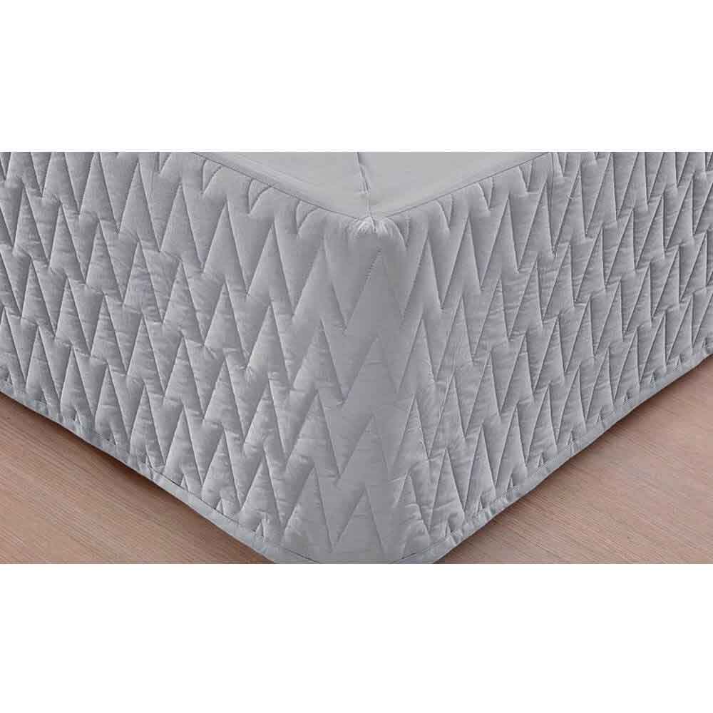 Saia Para Box Zig King Matelassê 200 Fios Prata 193x203x35cm | MadeiraMadeira