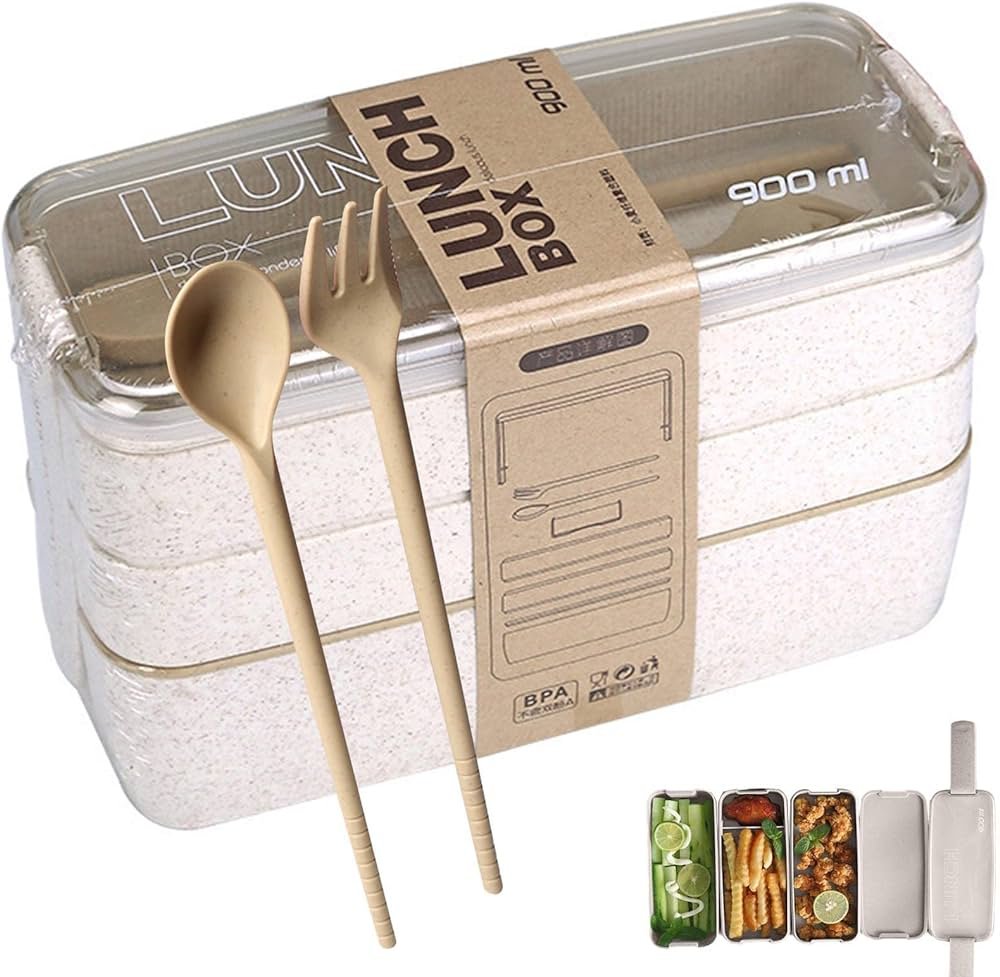 Super Marmita Fitness Lunch Box 900ml 3 Divisórias Talheres | MadeiraMadeira