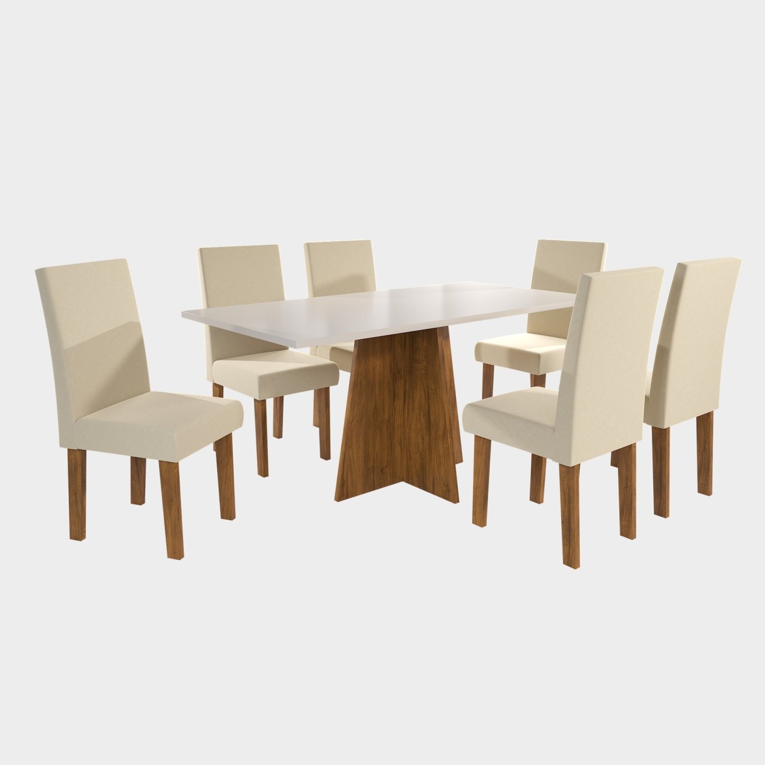 Conjunto Sala de Jantar Amalia 1 Mesa 160cm com 6 Cadeiras Vênus Viero Móveis | MadeiraMadeira