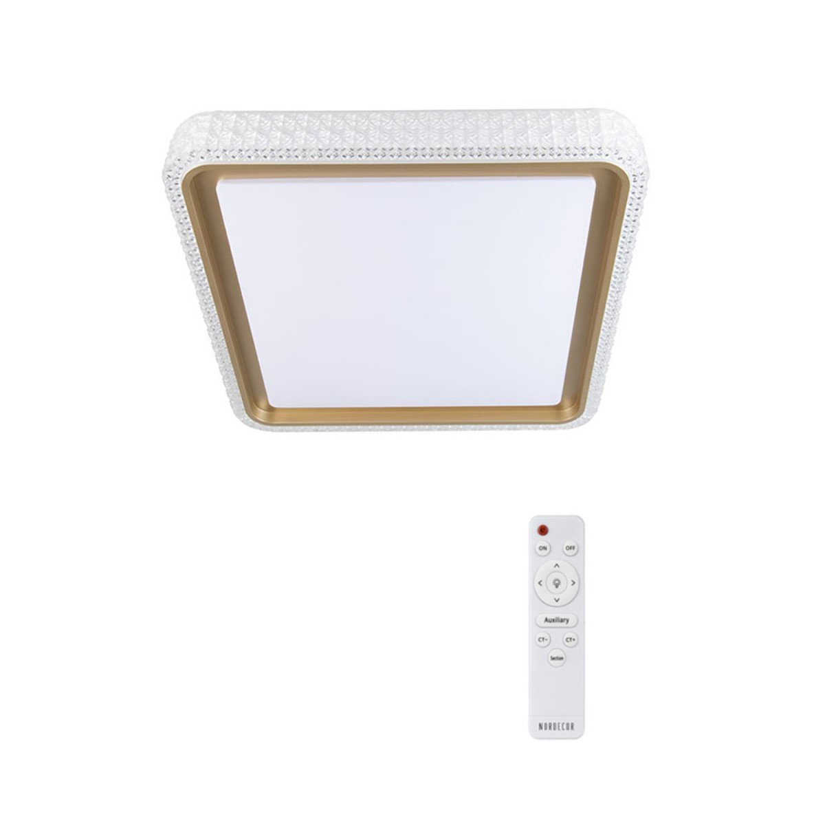Plafon Led Quadrado Kenle 50cm com Controle Remoto Nordecor Dourado ...
