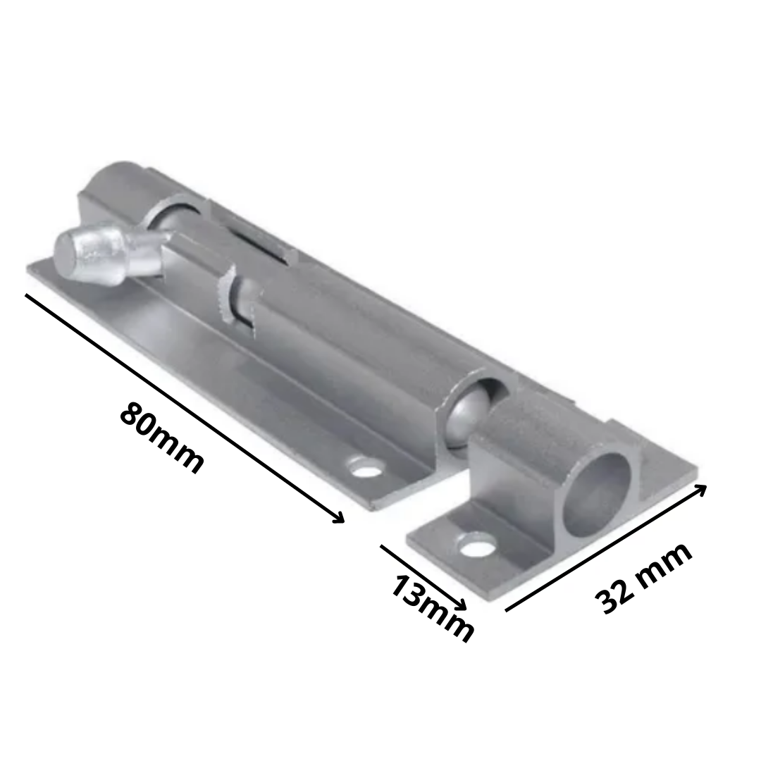 TRINCO FECHO FERROLHO 3 POL 80MM PORTA PORTAO ALUMINIO FOSCO | MadeiraMadeira