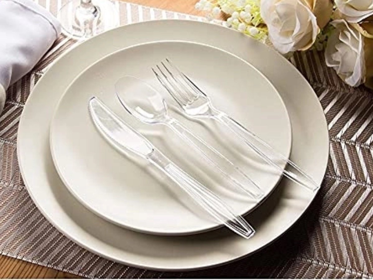 Kit 150 Talheres Plástico Cristal - Resistente Reforçado Talher ...