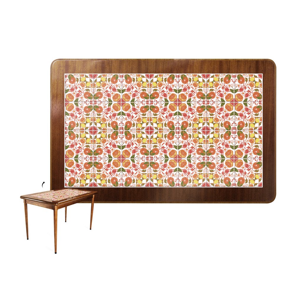 Mesa retangular pequena para cozinha em madeira e 28 azulejos - Frutas ...