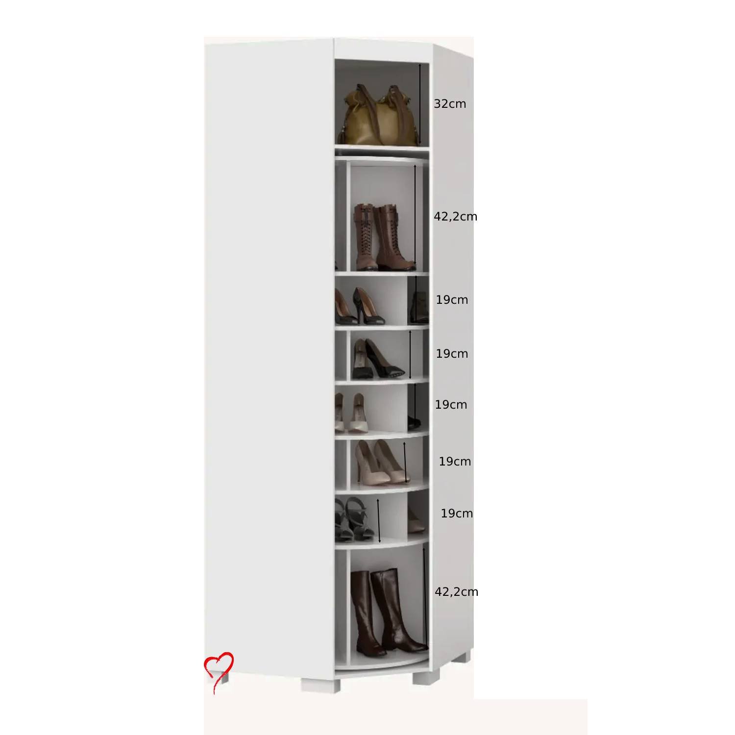 Sapateira Giratória Multiuso Módulo Canto cor: Branco | MadeiraMadeira