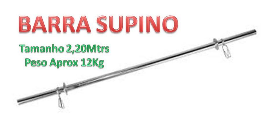 Barra Musculação Supino Profissional Reta Maciça 2,20mtrs Equipa ...