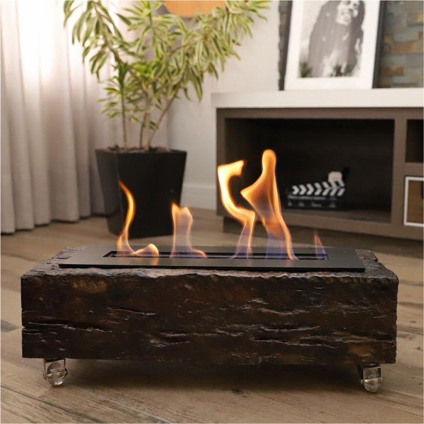 Lareira Ecológica Rústica Dormente Com Rodinhas - 55 X 23 Cm ...