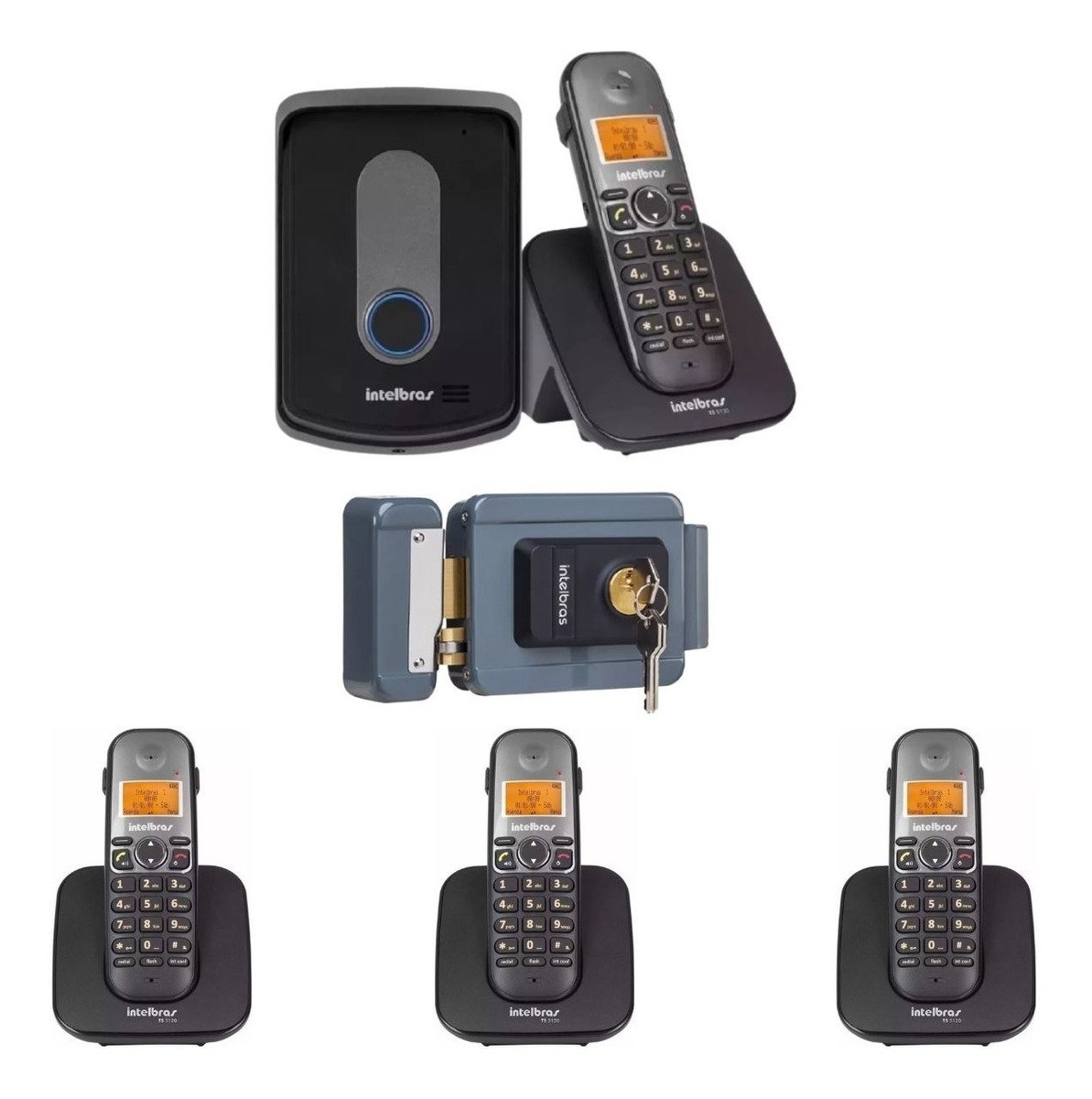 Interfone Sem Fio Intelbras 3 Ramais E Fechadura Intelbras - Preto ...