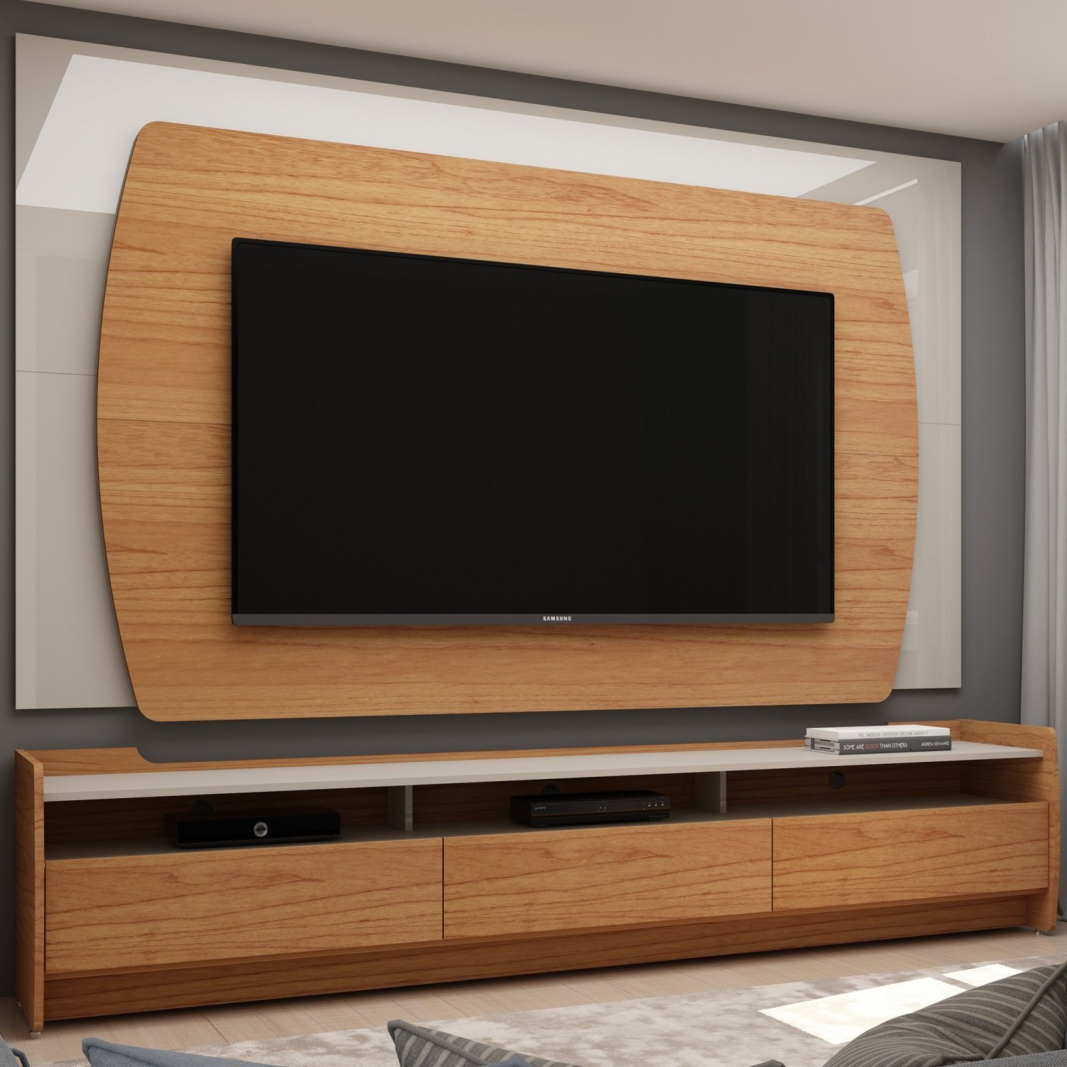 Rack com Painel para TV até 75 Polegadas Sublime 220 Gelius Móveis | MadeiraMadeira