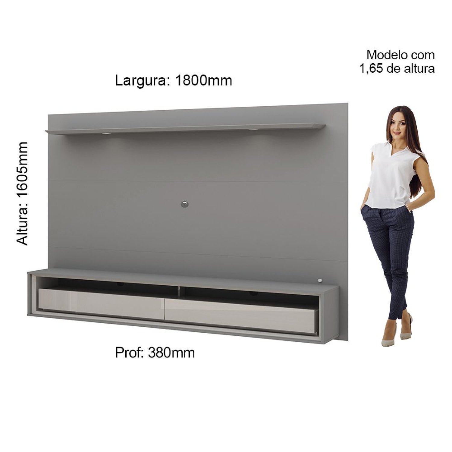 Painel Home para TV até 65 Polegadas com LED Supreme 180 Gelius Móveis | MadeiraMadeira