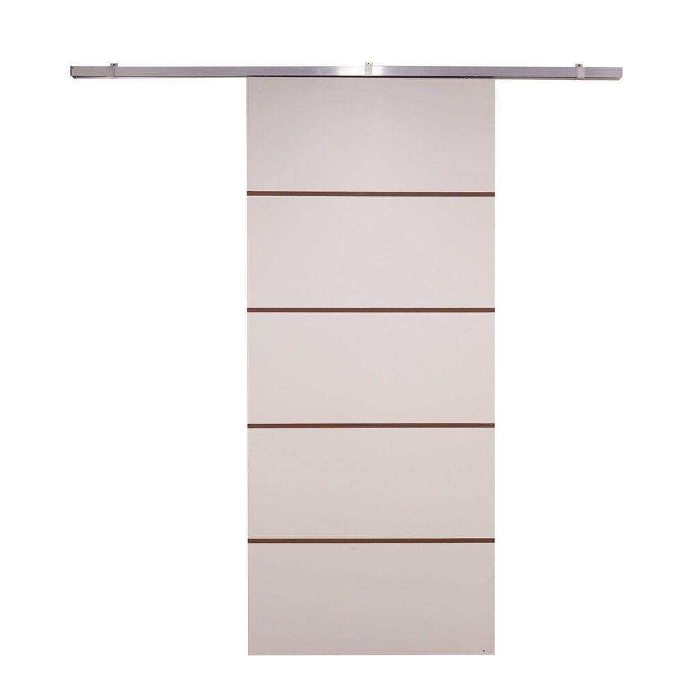 Porta de Correr Branco Prime Frisada Kit Alumínio F03 - 210x90 | MadeiraMadeira