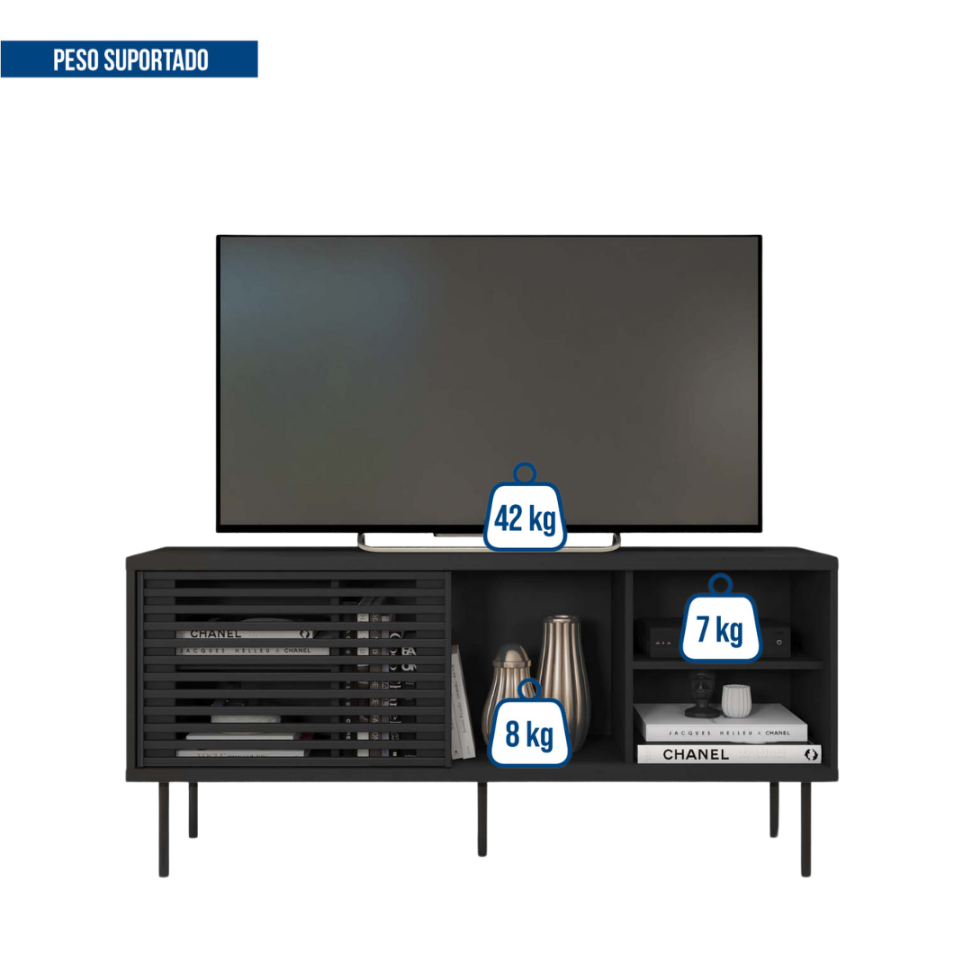 Rack para TV até 55 Polegadas Industrial 136cm em BP Porta Ripada ...