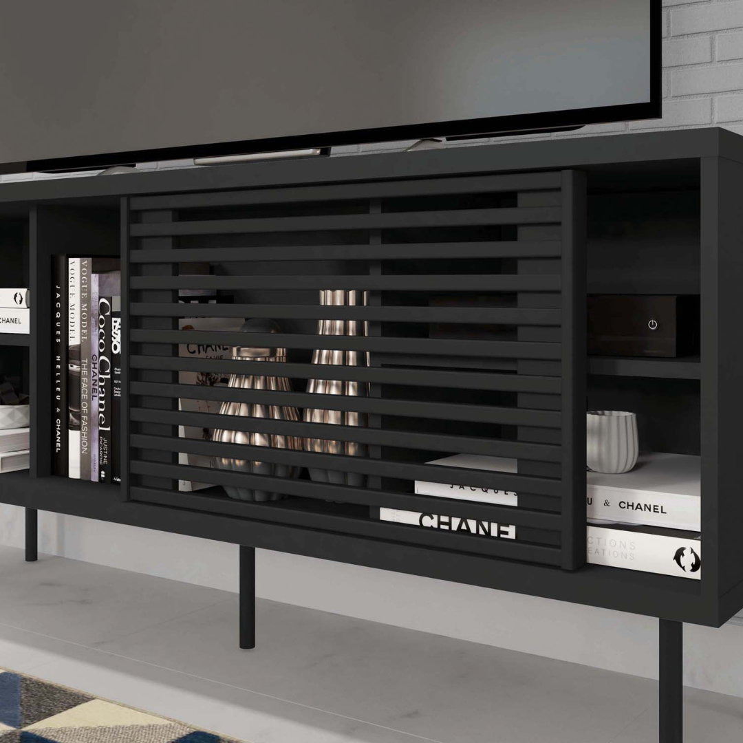 Rack para TV até 55 Polegadas Industrial 136cm em BP Porta Ripada ...