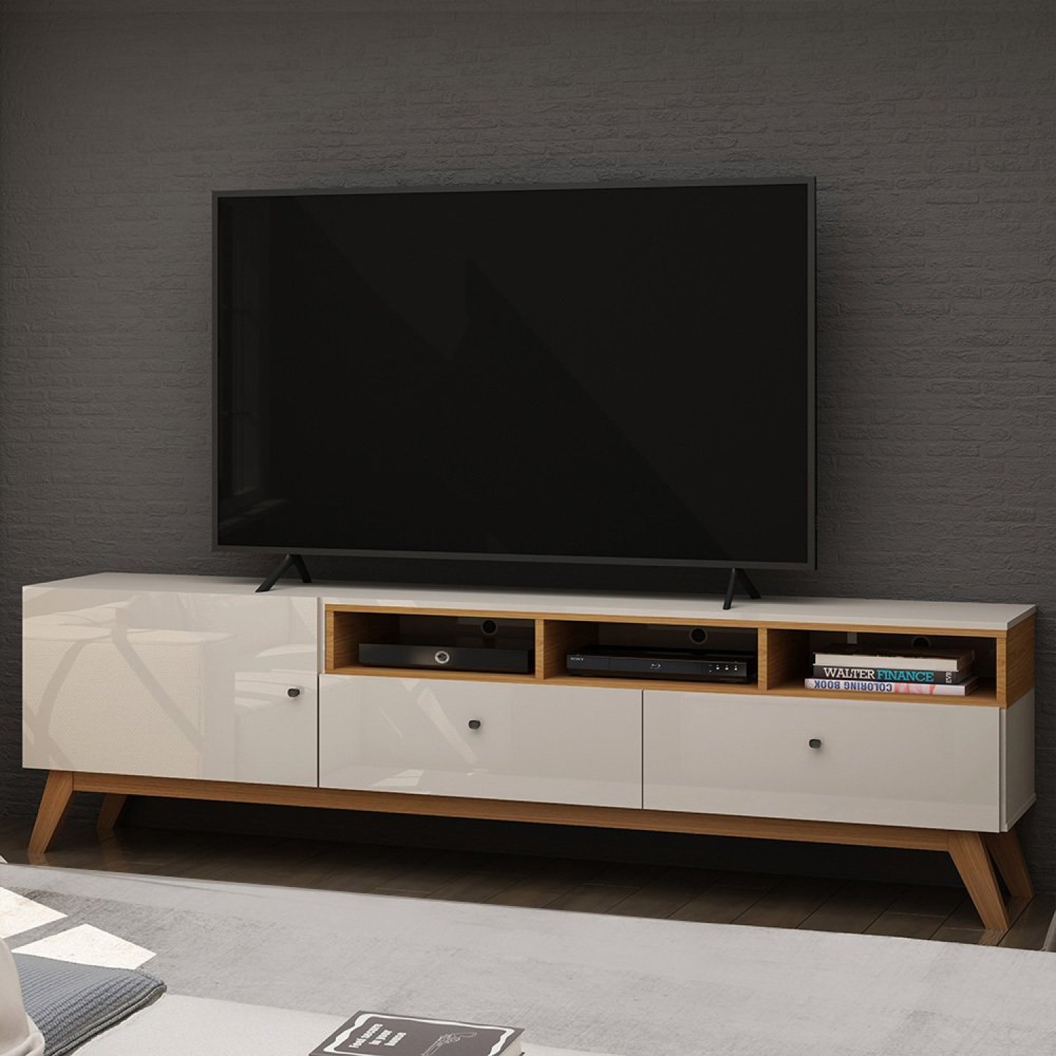 Rack para TV até 65 Polegadas 2 Gavetas 3 Nichos Texas 180 Gelius ...