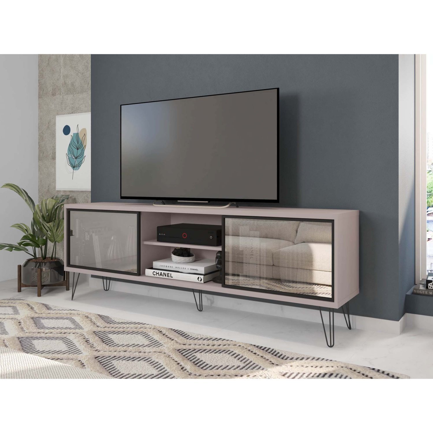 Rack para TV até 72 Polegadas Industrial Retrô 180cm em BP Porta Reflecta Multiverso CabeCasa ...