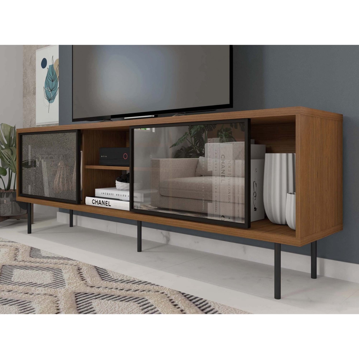 Rack para TV até 72 Polegadas Industrial 180cm em BP Porta Reflecta ...