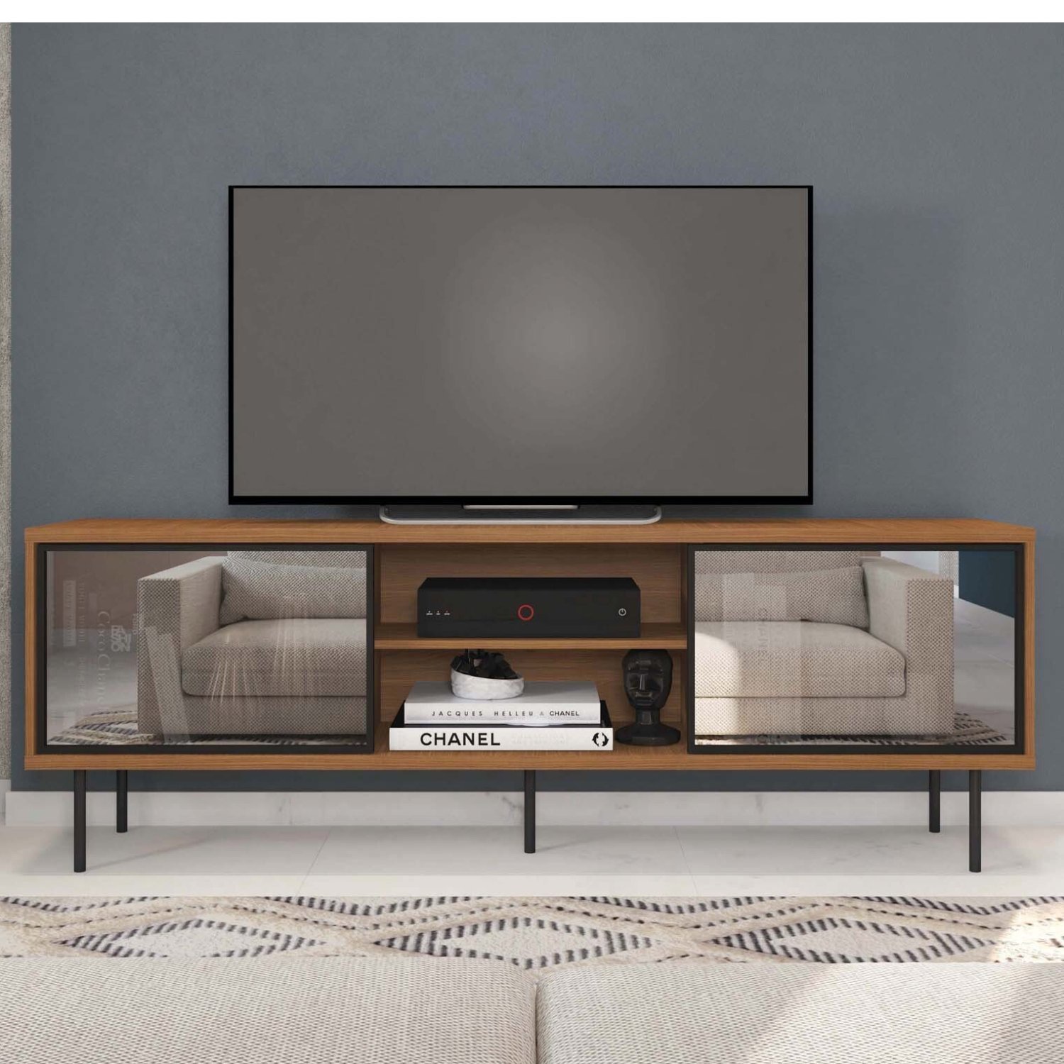 Rack para TV até 72 Polegadas Industrial 180cm em BP Porta Reflecta ...