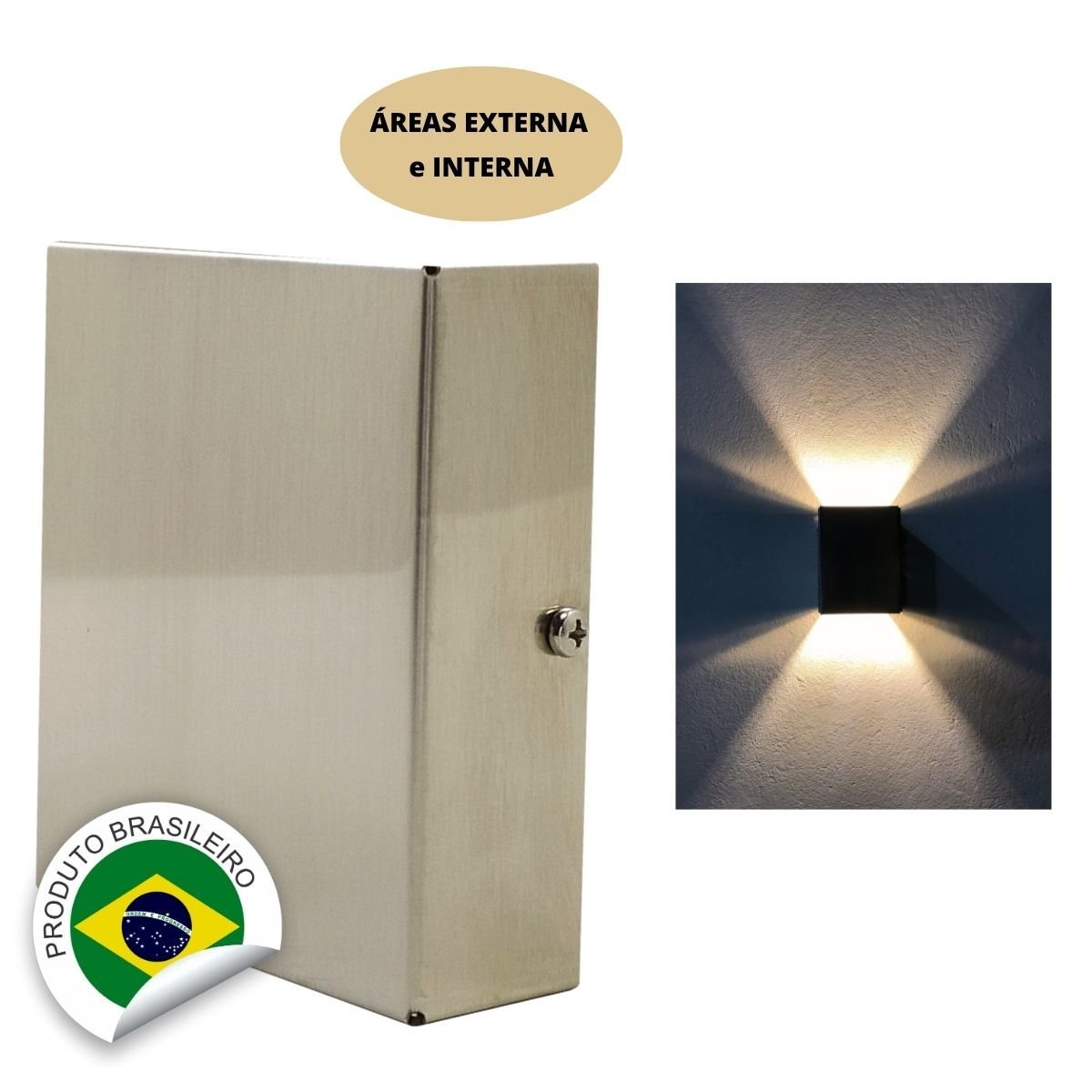 Luminária Arandela Deneb Slim Inox Escovado Externo/Interno COM LED BQ ...