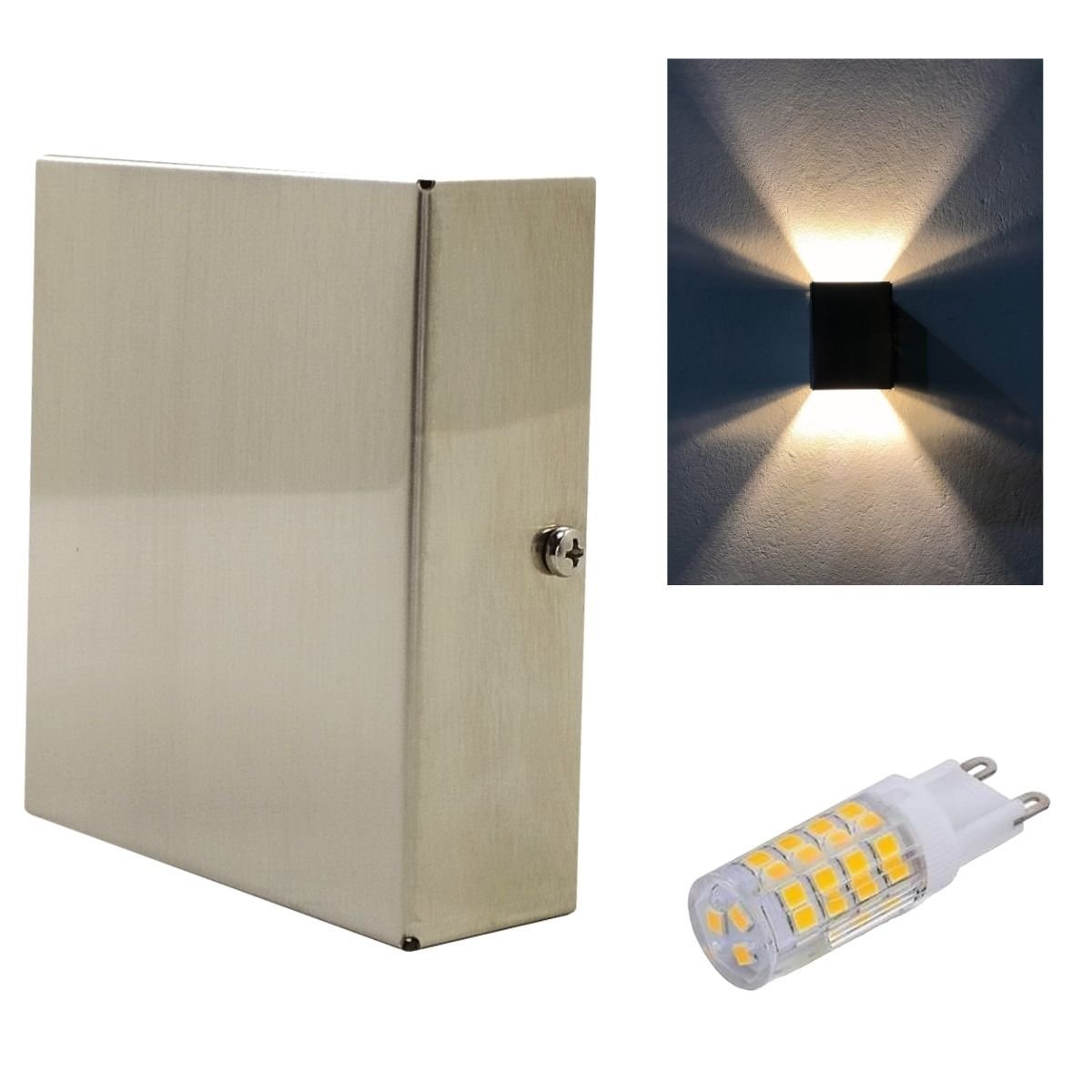 Luminária Arandela Deneb Slim Inox Escovado Externo/Interno COM LED BQ ...