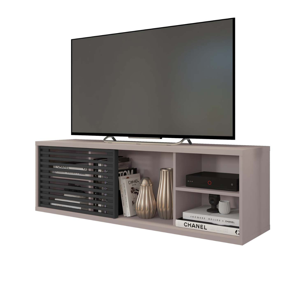 Rack Suspenso para TV até 55 Polegadas 136cm em BP Porta Ripada ...