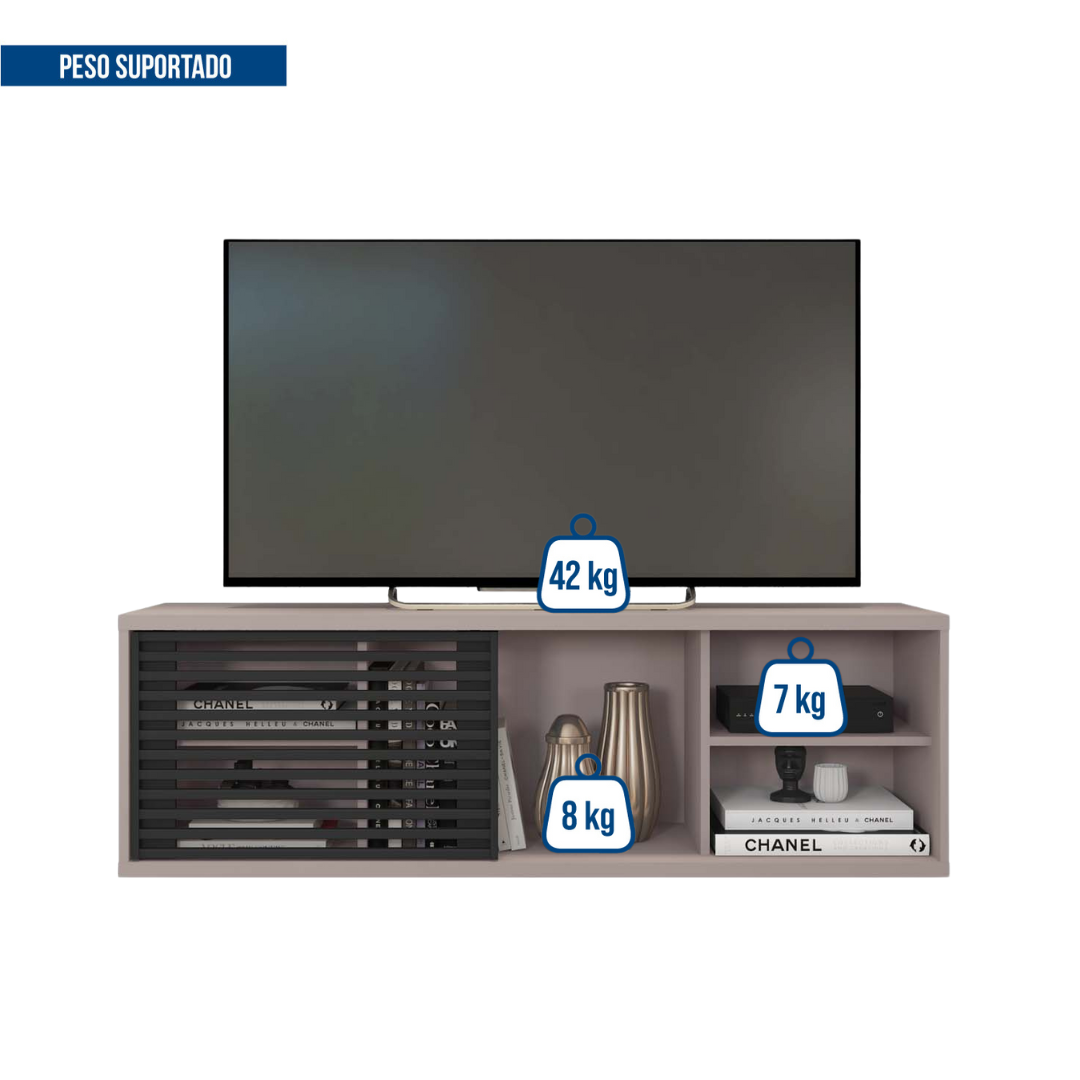 Rack Suspenso para TV até 55 Polegadas 136cm em BP Porta Ripada ...