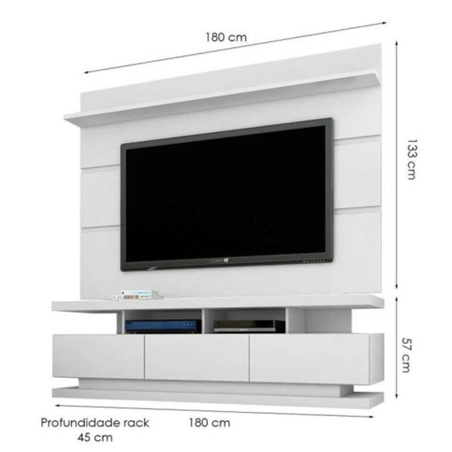 Rack com Painel para TV até 72 Polegadas Vivare 180cm Giga Móveis ...
