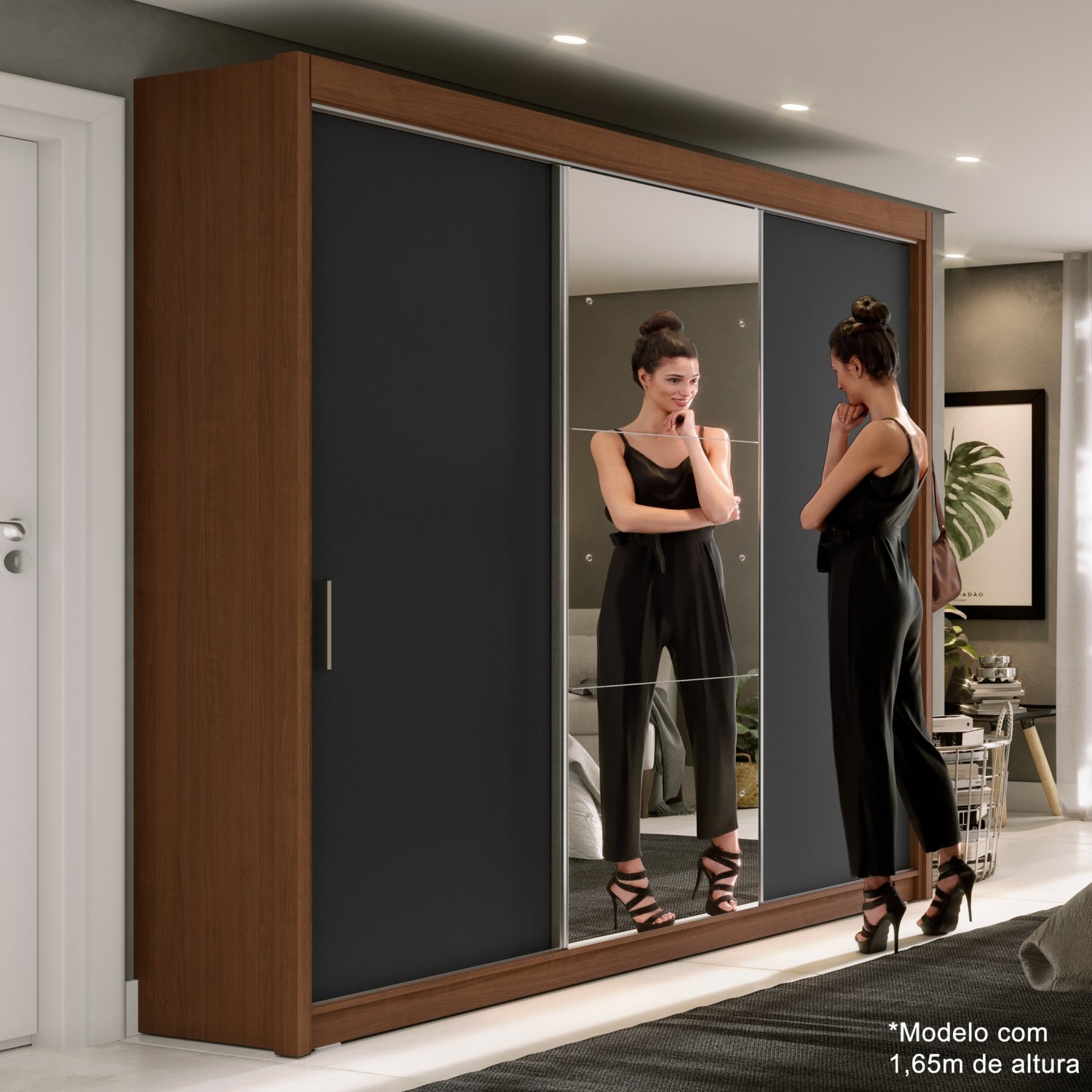 Guarda Roupa Casal com Espelho 3 Portas 4 Gavetas Viena Yescasa ...