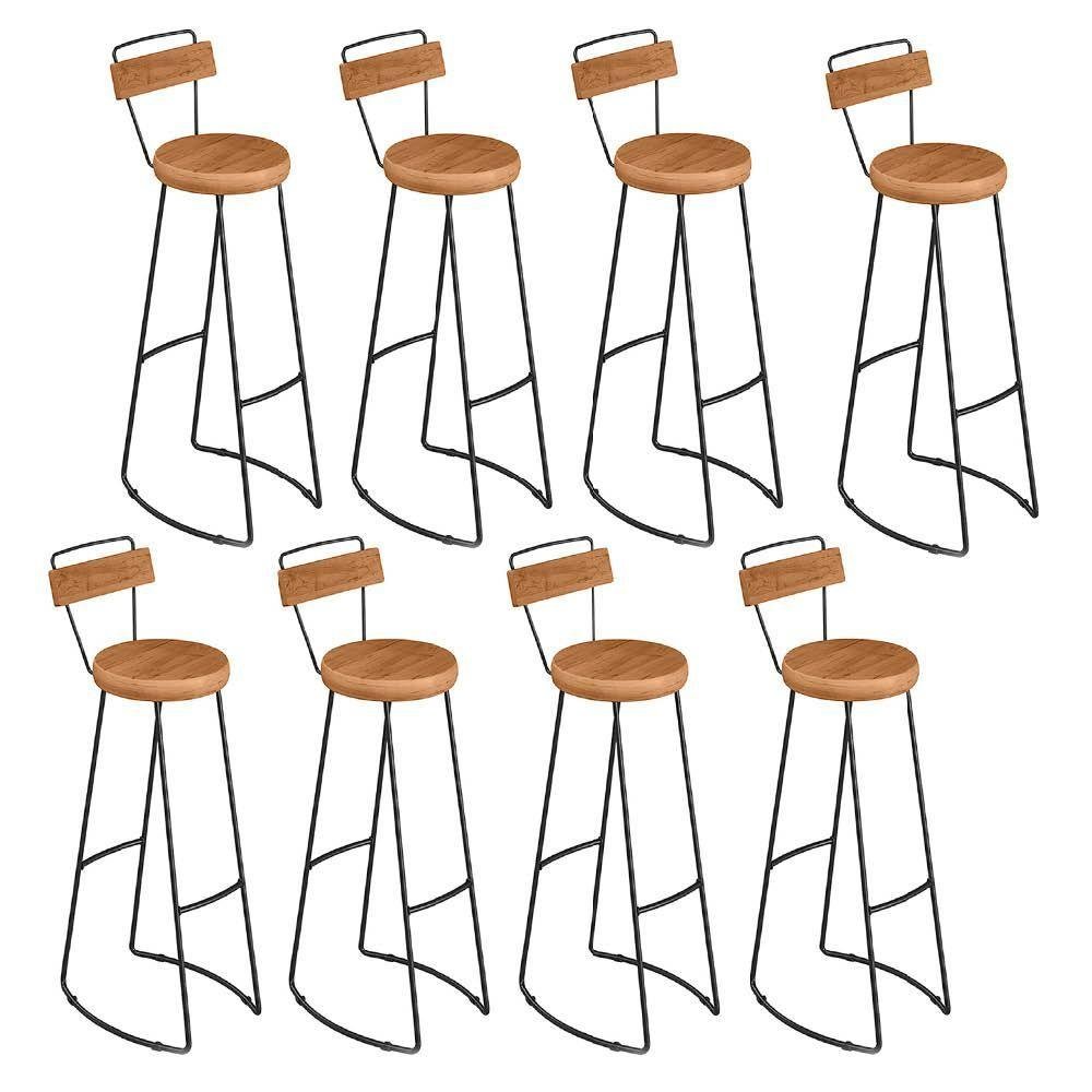 Kit 08 Banqueta Alta Com Encosto Lena Peroba Rosa | MadeiraMadeira