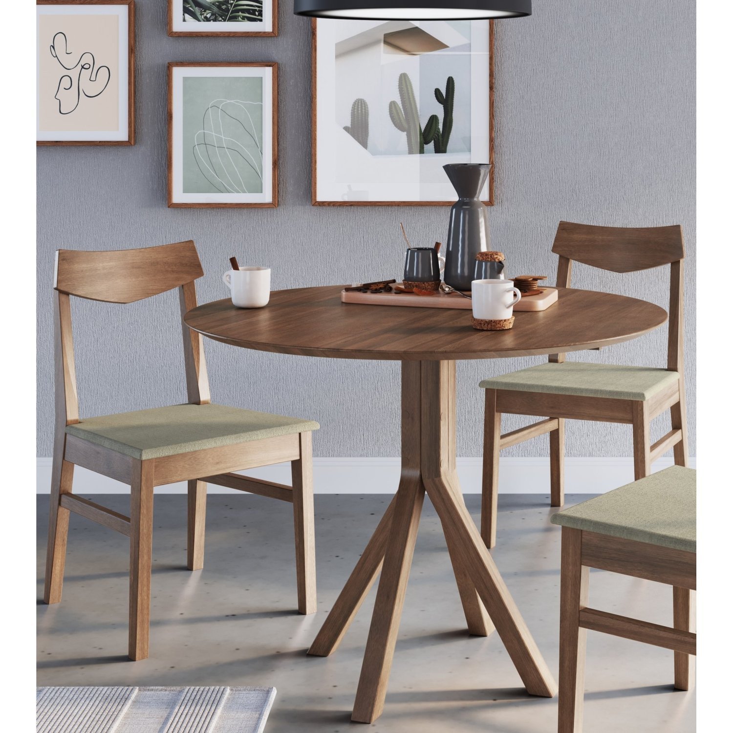 Mesa de Jantar Redonda 4 Lugares Madeira Maciça Fit Artemobili ...