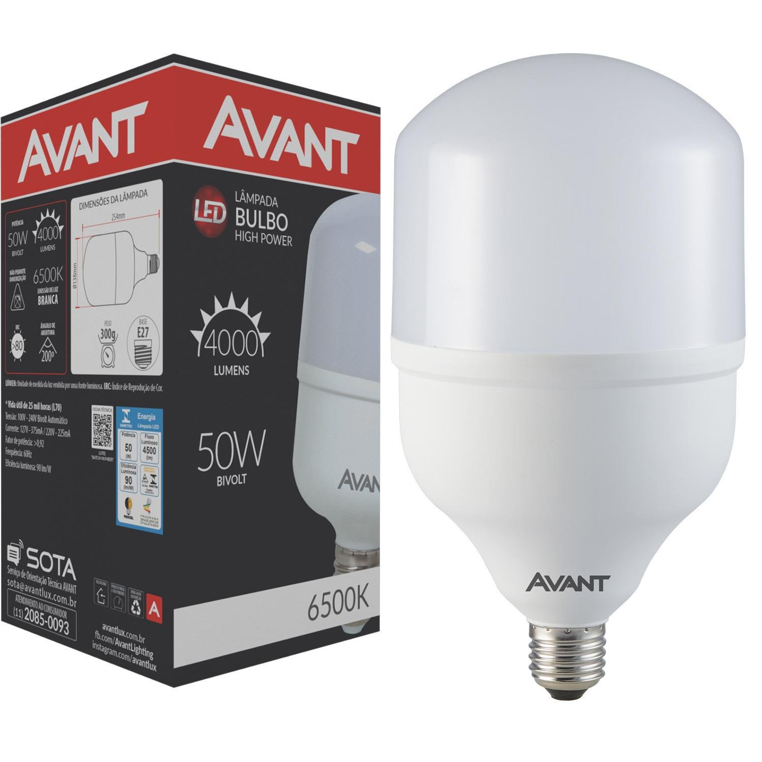 Lâmpada Led 50w Alta Potência 6500k E27 Bivolt Branco Frio | MadeiraMadeira