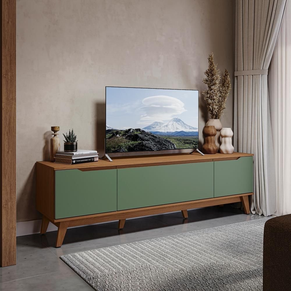 Rack Kappesberg 3 Portas Canela/verde Oliva 180cm | MadeiraMadeira