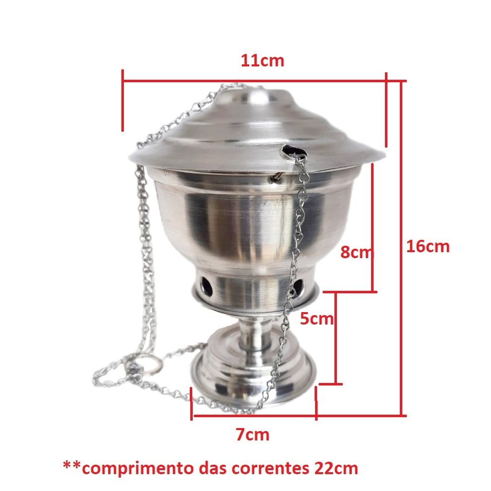 Turibulo Incensário Polido com Pé Jta Mais Kit Defumação | MadeiraMadeira