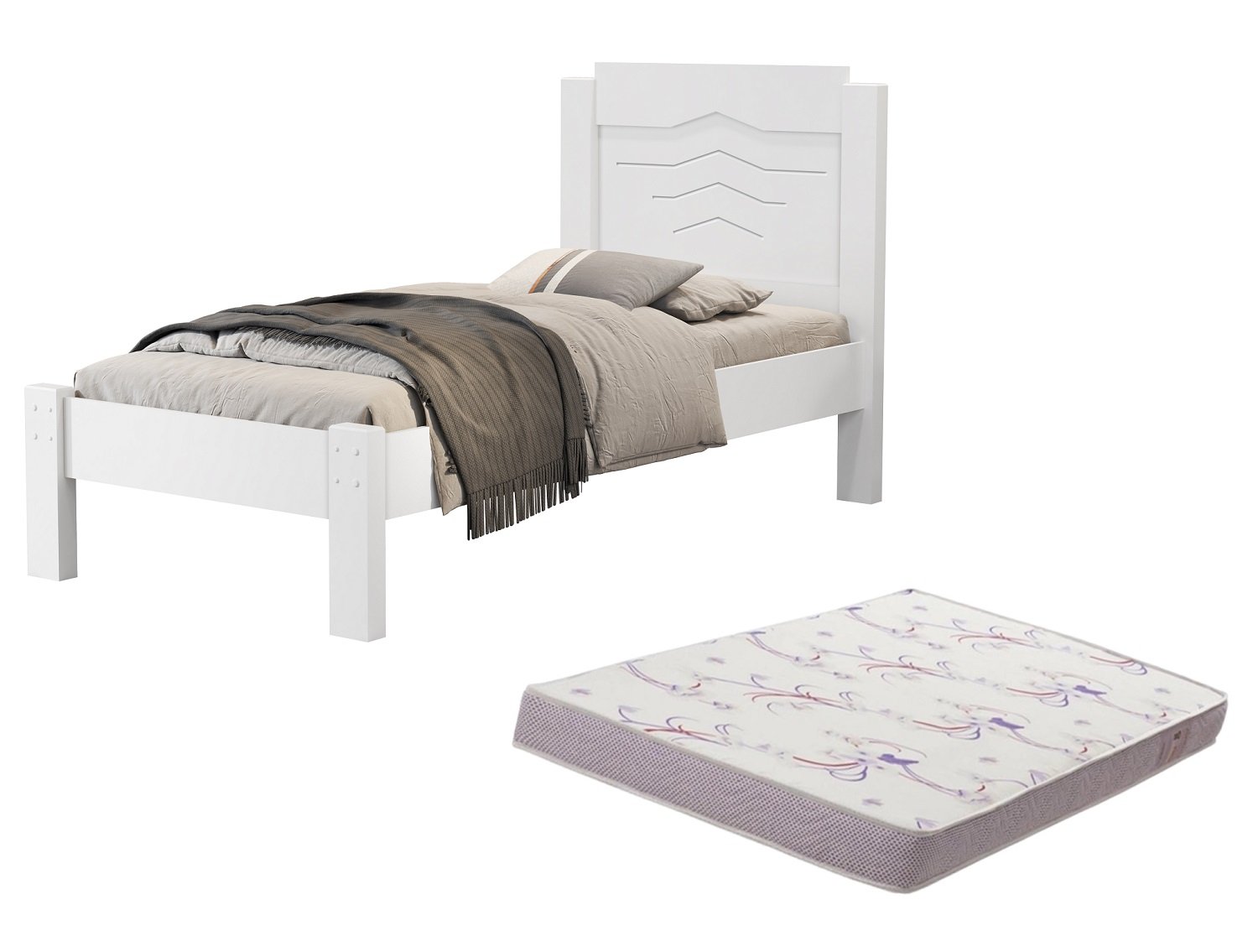 Cama de Solteiro Sofia Quarto Moderna Estilo Classico com Colchão ...